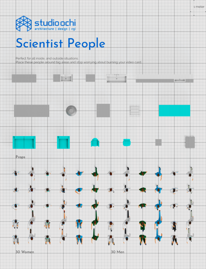 [3D] Low Poly Scientist People - Posed Pack ⋆ Studio Ochi