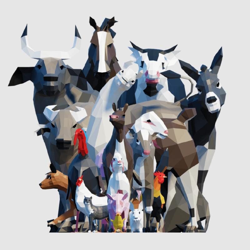 [3D] Low Poly Farm Animals Bundle ⋆ Studio Ochi