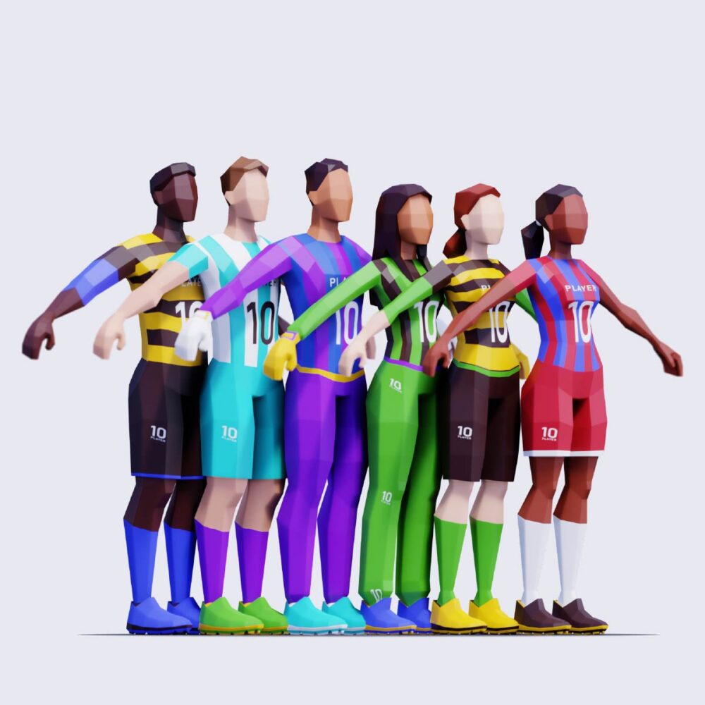 [3D] Low Poly Football Players Pack - Animated & Rigged ⋆ Studio Ochi