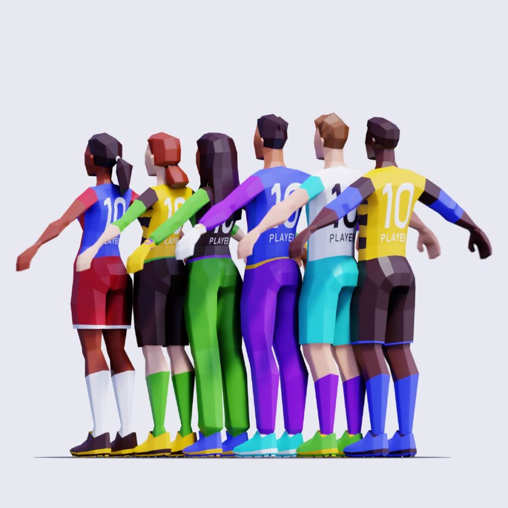 [3D] Low Poly Football Players Pack - Animated & Rigged ⋆ Studio Ochi