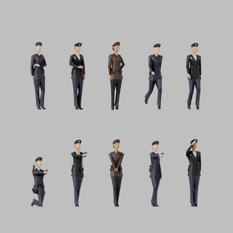 [3D] Low Poly Police Officers - Posed Pack ⋆ Studio Ochi