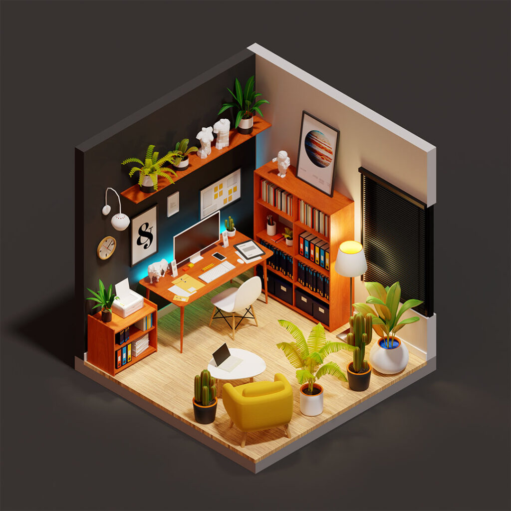 Tiny Office - Isometric Rooms ⋆ Studio Ochi