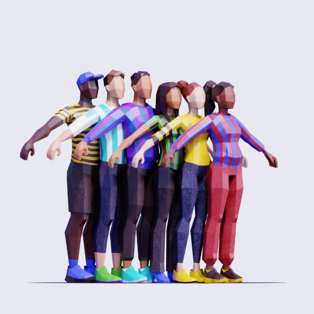 [3D] Low Poly Cheering People Pack - Animated & Rigged ⋆ Studio Ochi