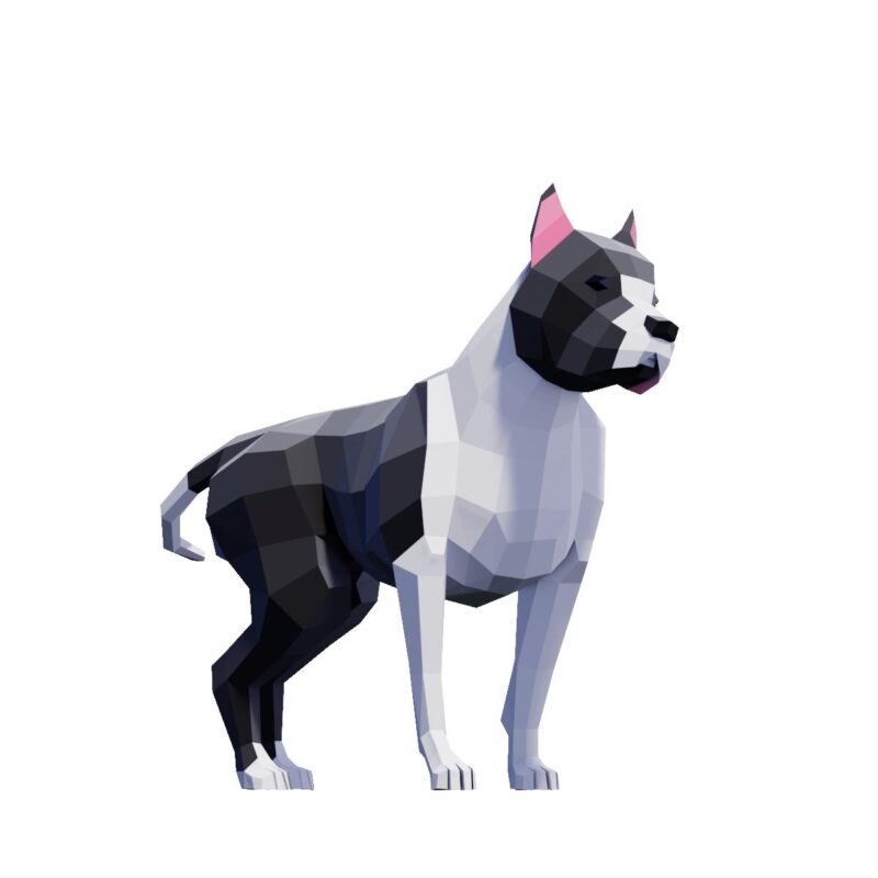 3d Low Poly Pitbull Dog тлж Studio Ochi